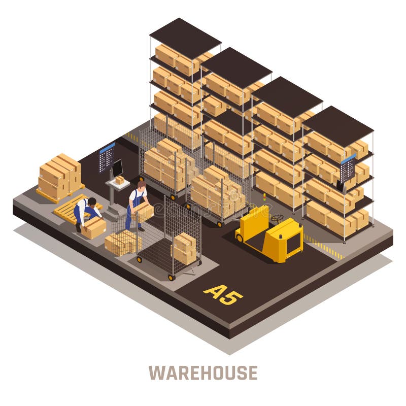 Modern Warehouse Isometric Icon Set Stock Vector - Illustration of ...