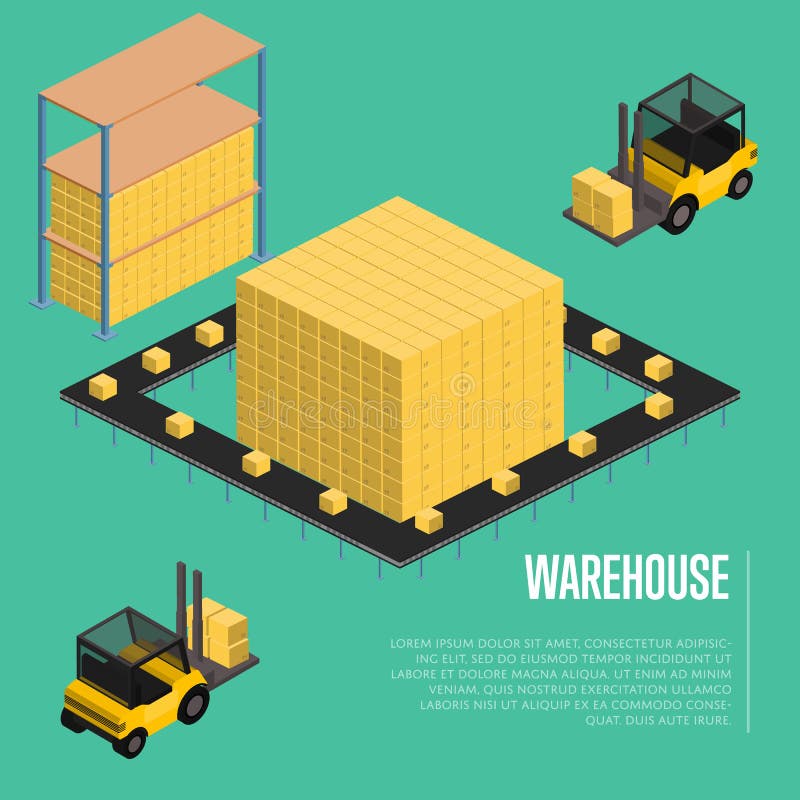 Isometric Warehouse Interior Forklift Stock Illustrations – 332 ...