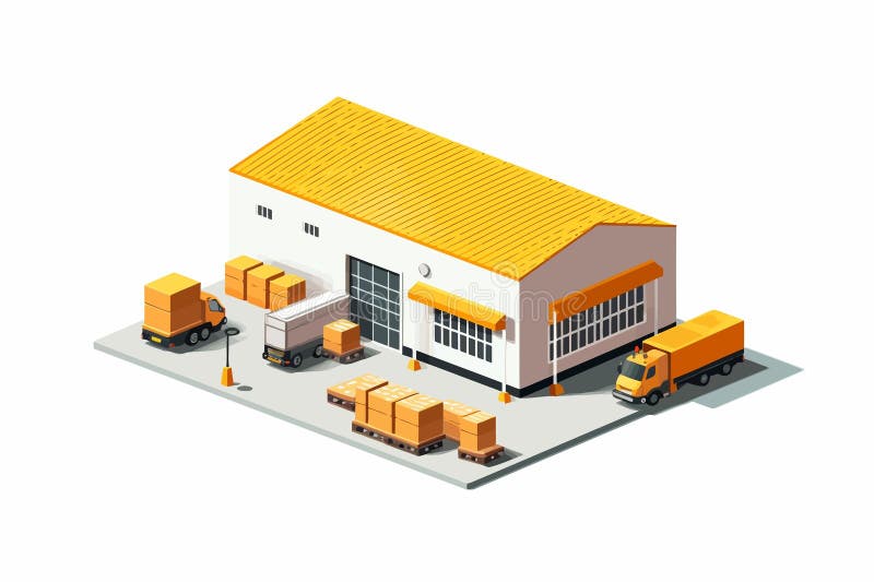 Warehouse Isometric Vector Flat Minimalistic Isolated Illustration ...