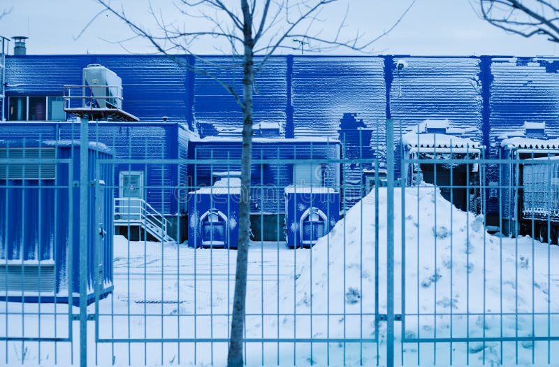Warehouse of a Large Chain Store Covered with Snow after a Night ...