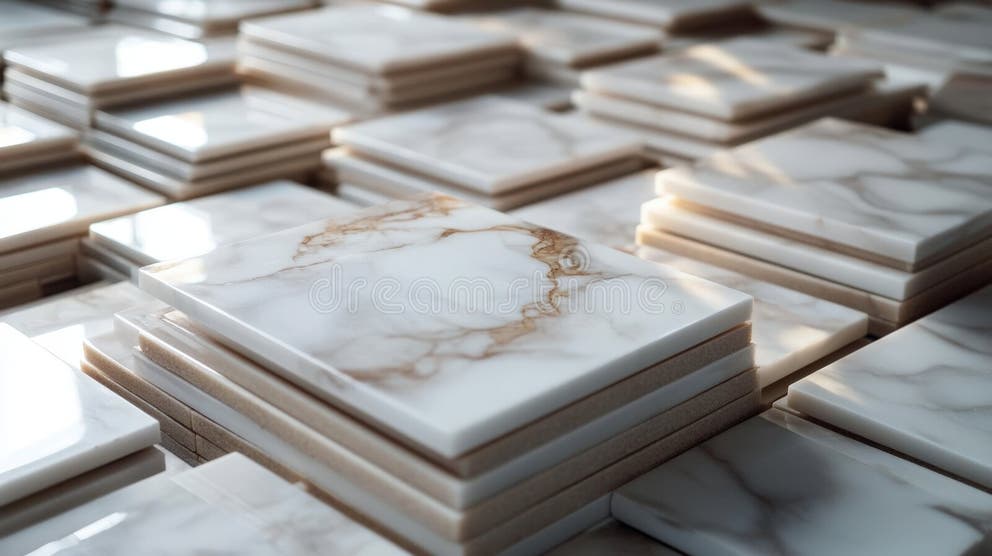 Warehouse with Large Marble Slabs in Various Patterns and Colors Stock ...
