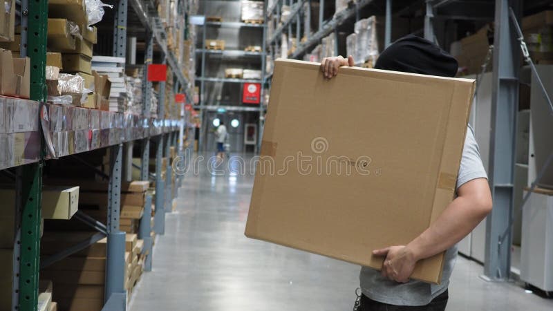 Warehouse Large Storage or Cargo for Distribution and Man`s Back is ...