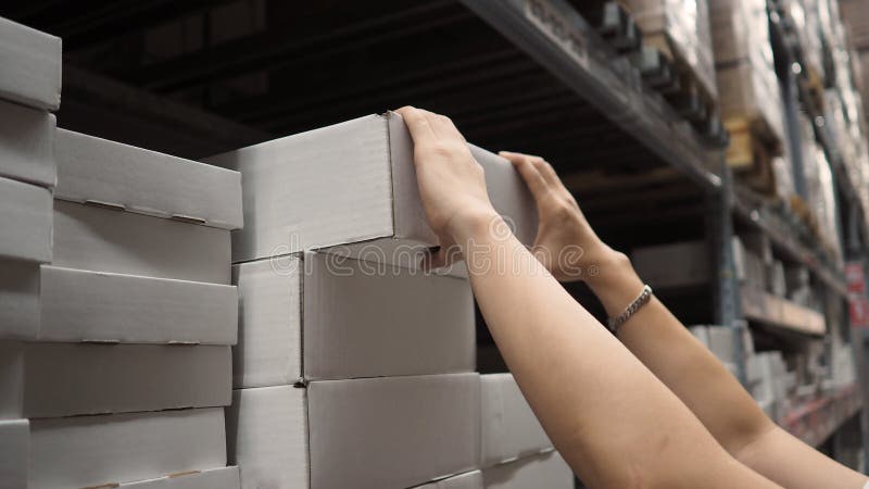 Warehouse Large Storage or Cargo for Distribution and Man`s Back is ...