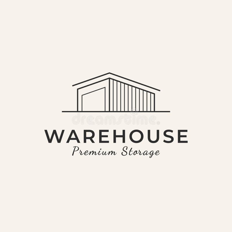 Warehouse Line Art Design Logo Vector Illustration Stock Vector ...