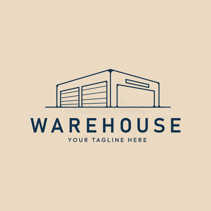 Warehouse Line Art Logo Minimalist Vector Illustration Design Stock ...