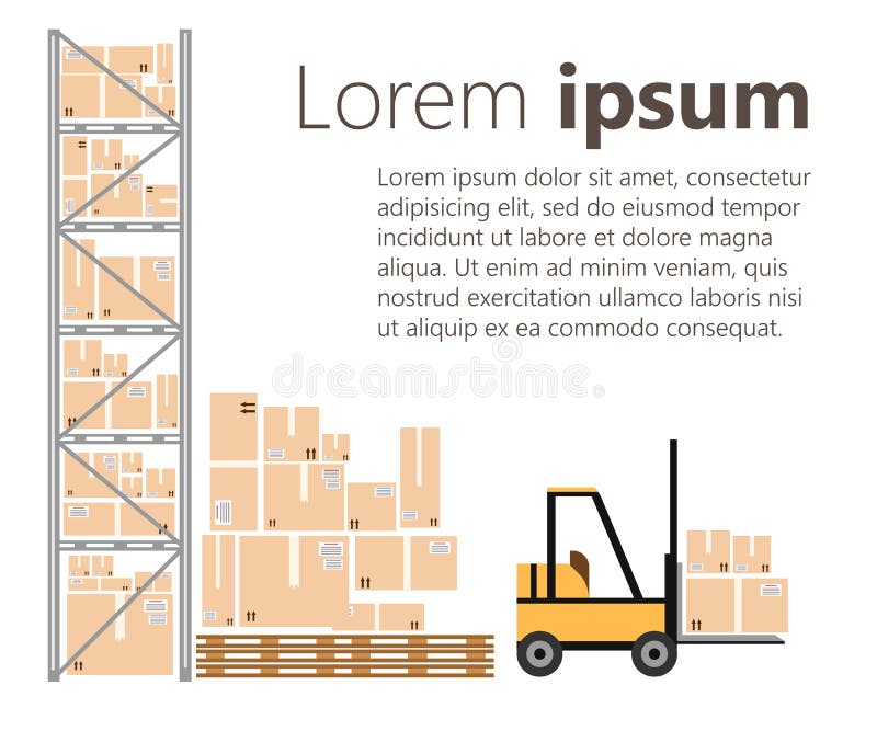 Warehouse Load Boxes and Barrels To Stacks Using Forklifts. Stock ...