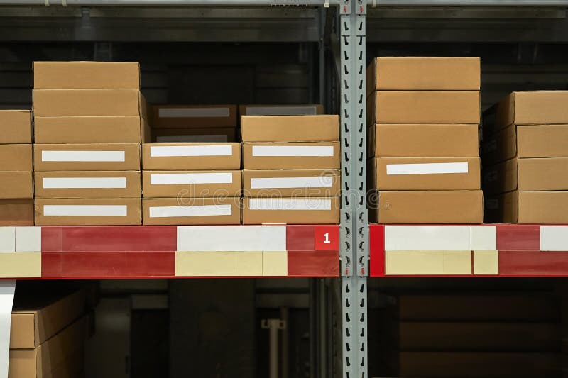 Warehouse Stocked with Boxes in Stacks Stock Image - Image of package ...