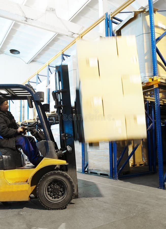 Warehouse loader forklift stock photo. Image of action - 12919482