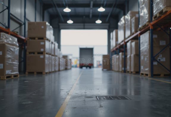 Warehouse Loading Dock Area with Stacked Boxes and Clear Space for ...