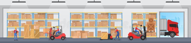 Warehouse Logistic Service Vector Illustration, Cartoon Flat Worker ...