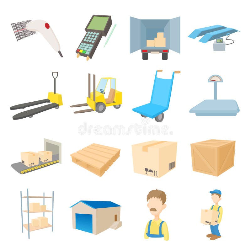 Warehouse Logistic Storage Icons Set Cartoon Style Stock Vector ...