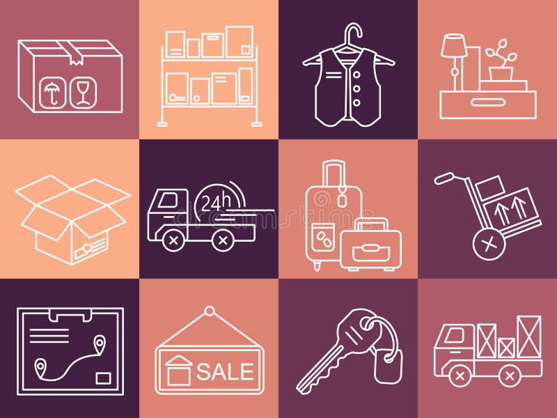 Warehouse Logistic Thin Line Icons. Stock Vector - Illustration of ...