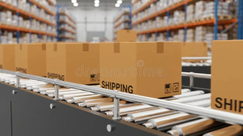 Warehouse Logistics: Efficient Package Delivery System Stock Video ...