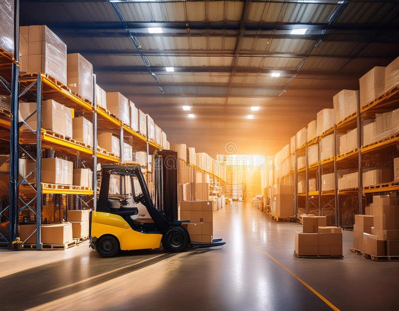 Warehouse and Logistics Operations Featuring Elements Like Stacked ...