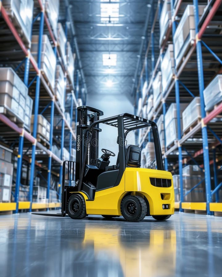 Warehouse Logistics Wide Banner of Forklift and Inventory Storage with ...