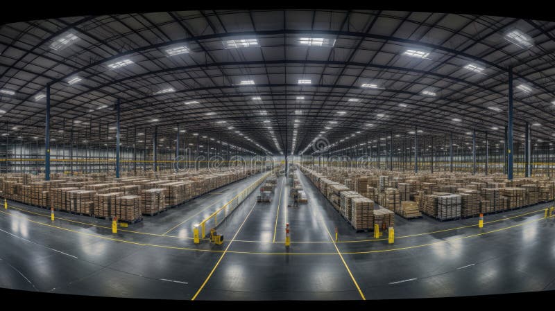 A Warehouse with a Lot of Boxes in it Stock Illustration - Illustration ...