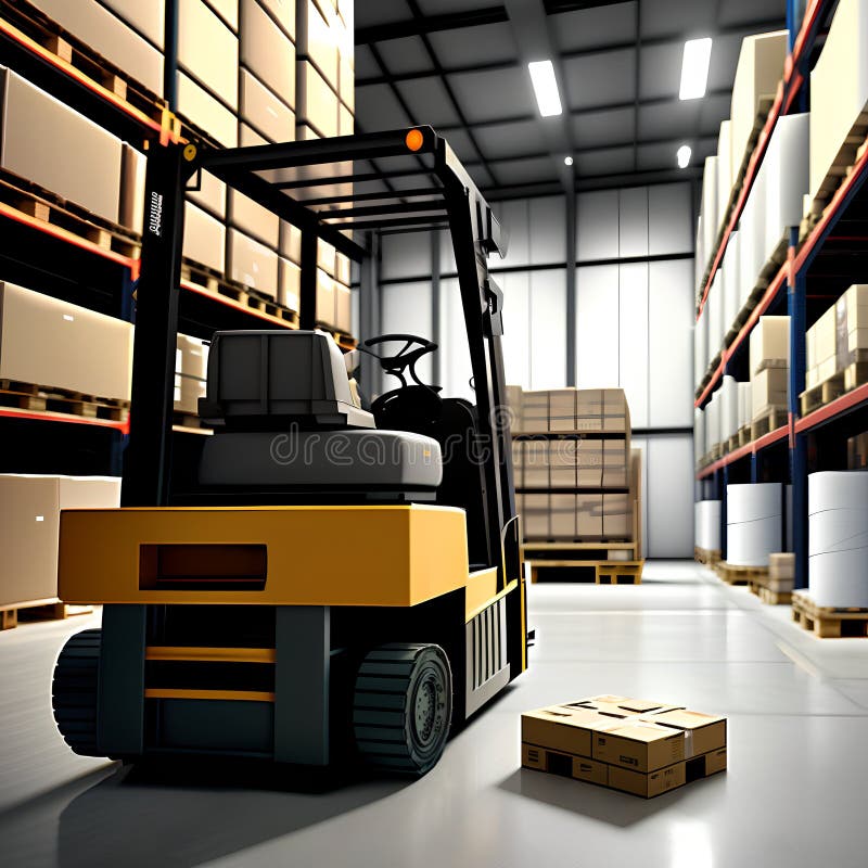 Warehouse Man Worker with Forklift. Ai Generated Image Stock ...