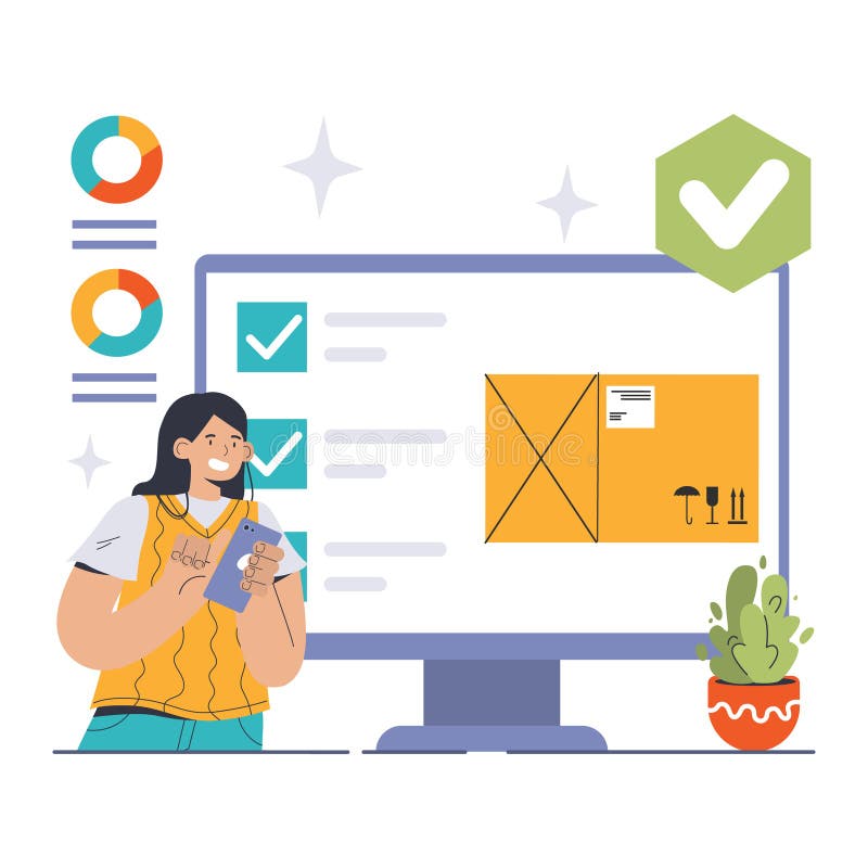 Warehouse Management Concept. Flat Vector Stock Vector - Illustration ...