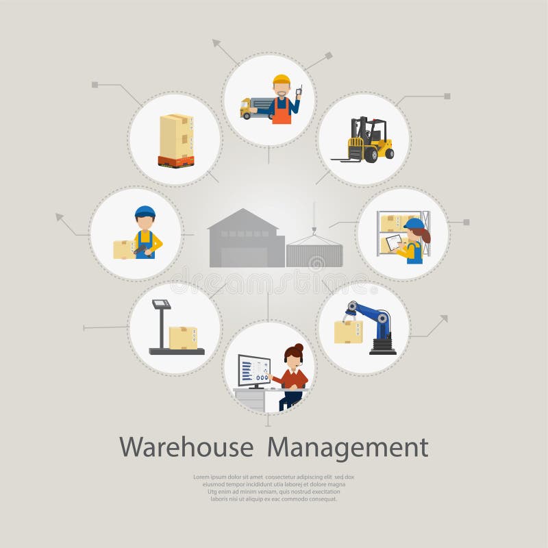 WMS - Warehouse Management System Concept Vector Icons Set Infographic ...
