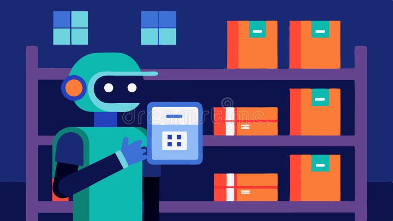 Warehouse Management a Robot Using a Scanner To Manage Inventory on ...