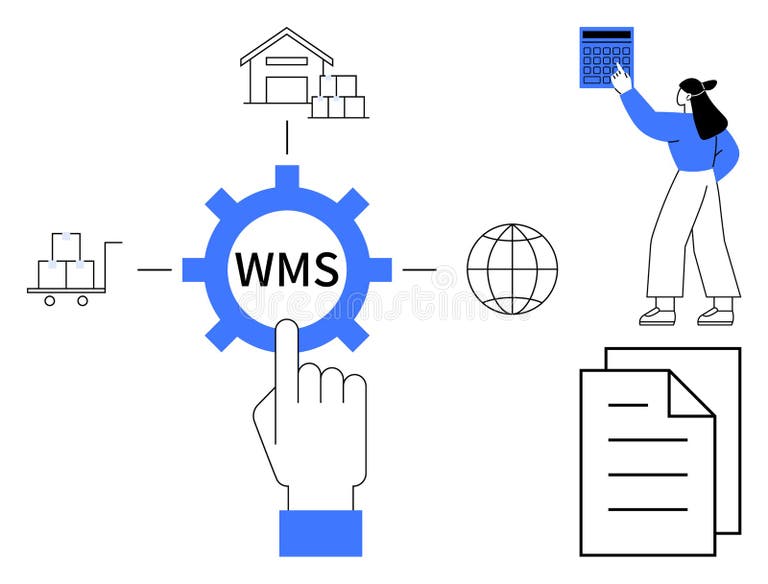 Warehouse Management System Components and Workflow Illustration with Key Elements Stock Vector ...