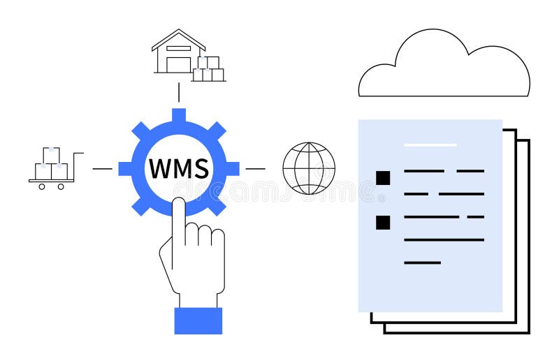 Warehouse Management System Concept with Logistics Elements and Cloud Integration Stock Vector ...