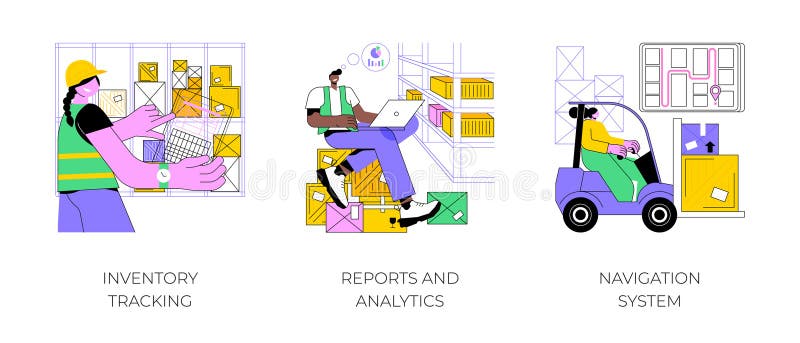 Warehouse Management System Isolated Cartoon Vector Illustrations ...