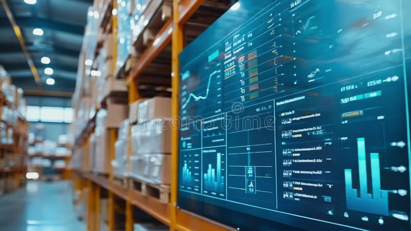 Warehouse Management System Showing Logistics Transport Statistics on ...
