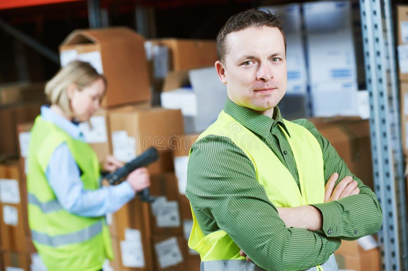 Warehouse Management System. Worker with Barcode Scanner Stock Photo ...