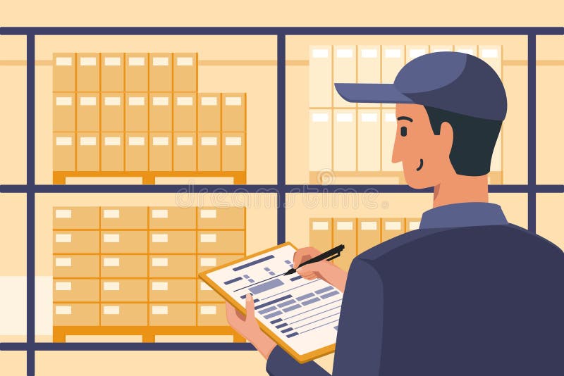 Warehouse Worker Checking Goods Pallet Stock Illustrations – 75 ...