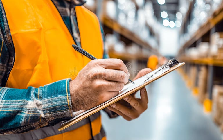 Warehouse Manager Posing with a Clipboard, he is Checking Orders and ...