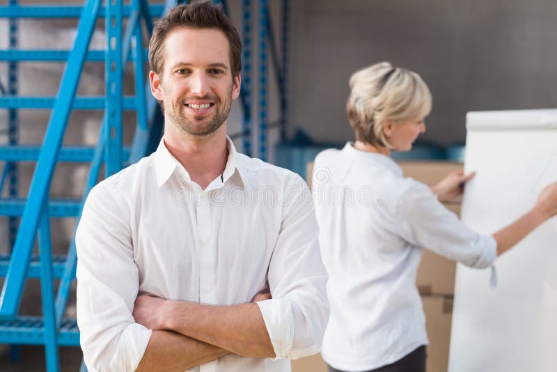 Manager Smiling while Welcoming a New Office Employee Stock Image ...