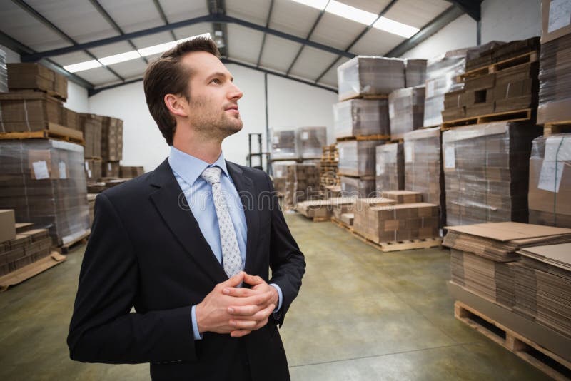 Warehouse Manager Standing Hands Together Stock Photo - Image of classy ...