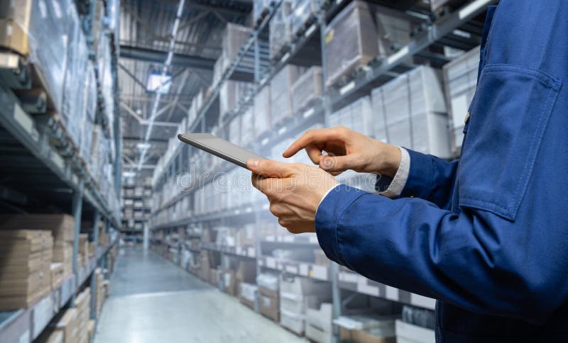 Warehouse Manager with Tablet Stock Image - Image of distribution, data ...