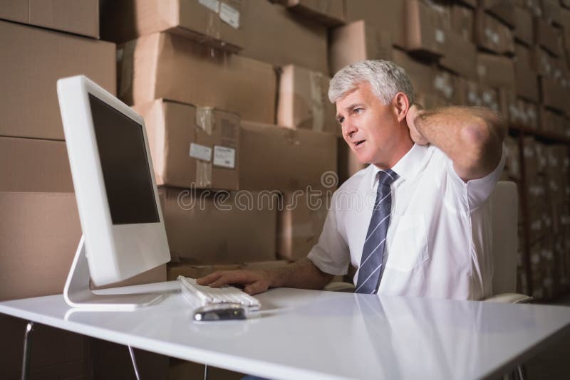 Warehouse Manager Using Computer Stock Image - Image of muscle, body ...
