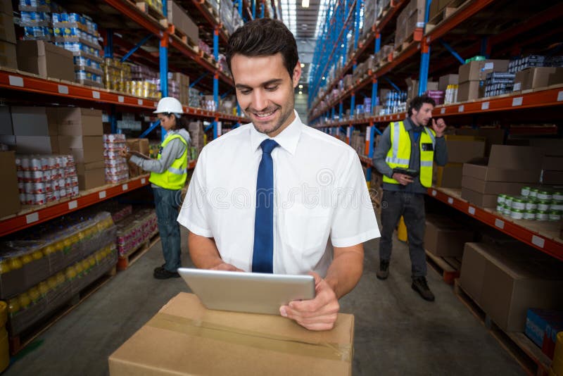 Logistics Manager Posing in Warehouse Stock Image - Image of presenting ...