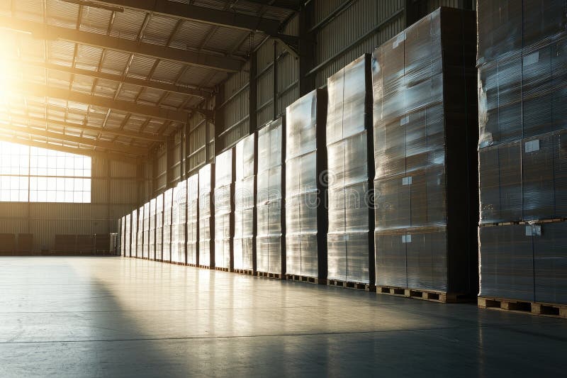 A Warehouse with Many Boxes Stacked Up Stock Photo - Image of store ...