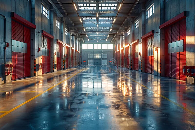 A Warehouse with Many Doors and Windows Stock Photo - Image of doors ...