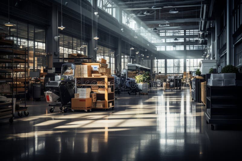 A Warehouse with Many Shelves Filled with Goods Stock Illustration ...