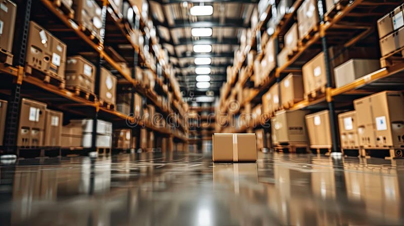 A Warehouse with Neatly Stacked Boxes in Sturdy Racks, Highlighting the ...