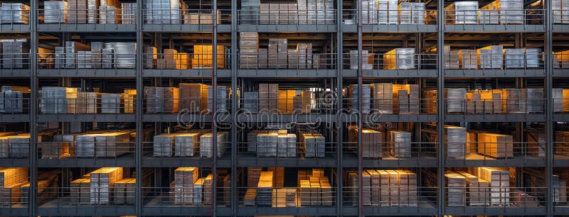 A Warehouse with Neatly Stacked Boxes in Sturdy Racks, Highlighting the ...