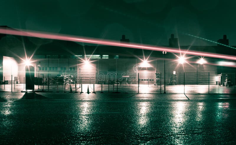 Warehouse at night stock image. Image of reflections - 16476135