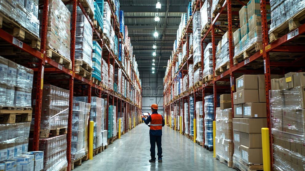 Warehouse Operator Efficiently Manages Inventory in a Well-organized ...