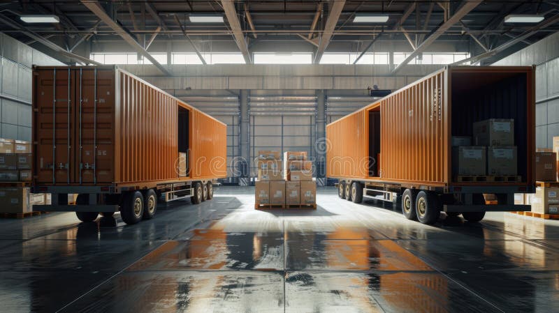 The Warehouse with Orange Containers.AI Generated Image Stock Image ...