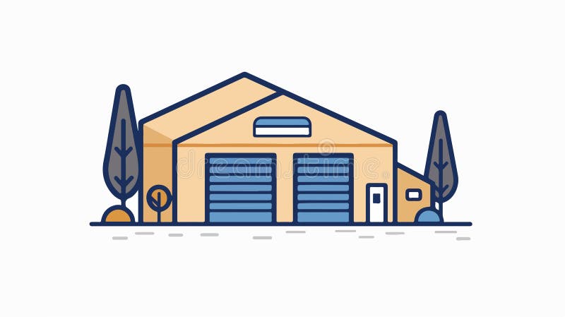 Warehouse Outline Icon Vector Illustration for Business Logistics ...