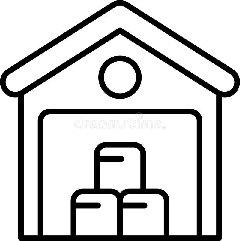 Warehouse Outline Vector Icon Stock Vector - Illustration of inventory ...