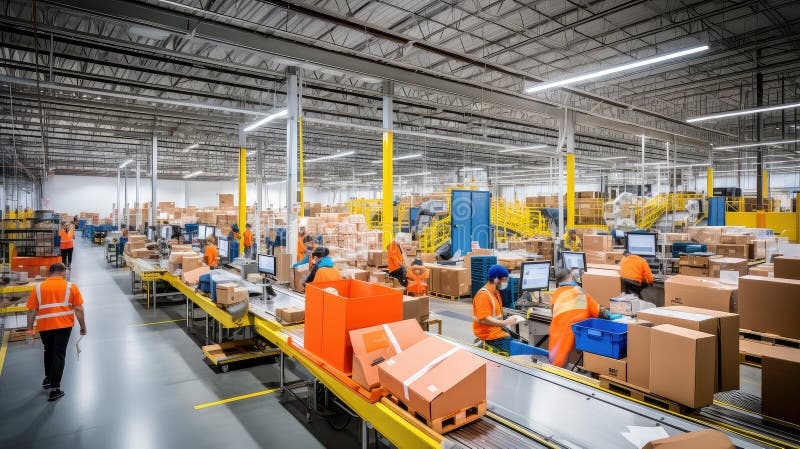 Warehouse package facility stock illustration. Illustration of parcel ...