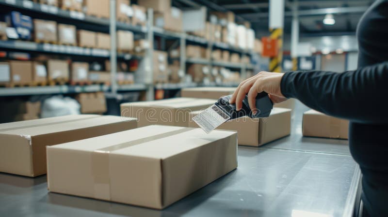 The Warehouse Package Scanning.AI Generated Image Stock Image - Image ...