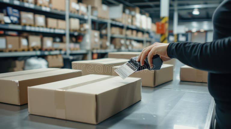 The Warehouse Package Scanning.AI Generated Image Stock Image - Image ...