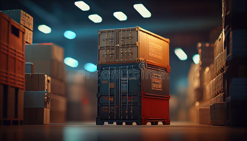 Warehouse with Packed Boxes Stock Photo - Image of store, warehouse ...